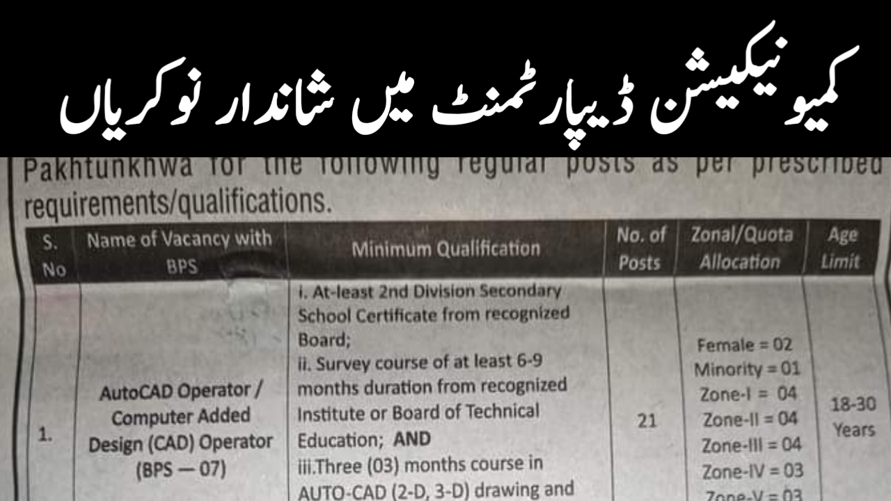 Communication Works Department Jobs KPK 2021 Advertisement ...