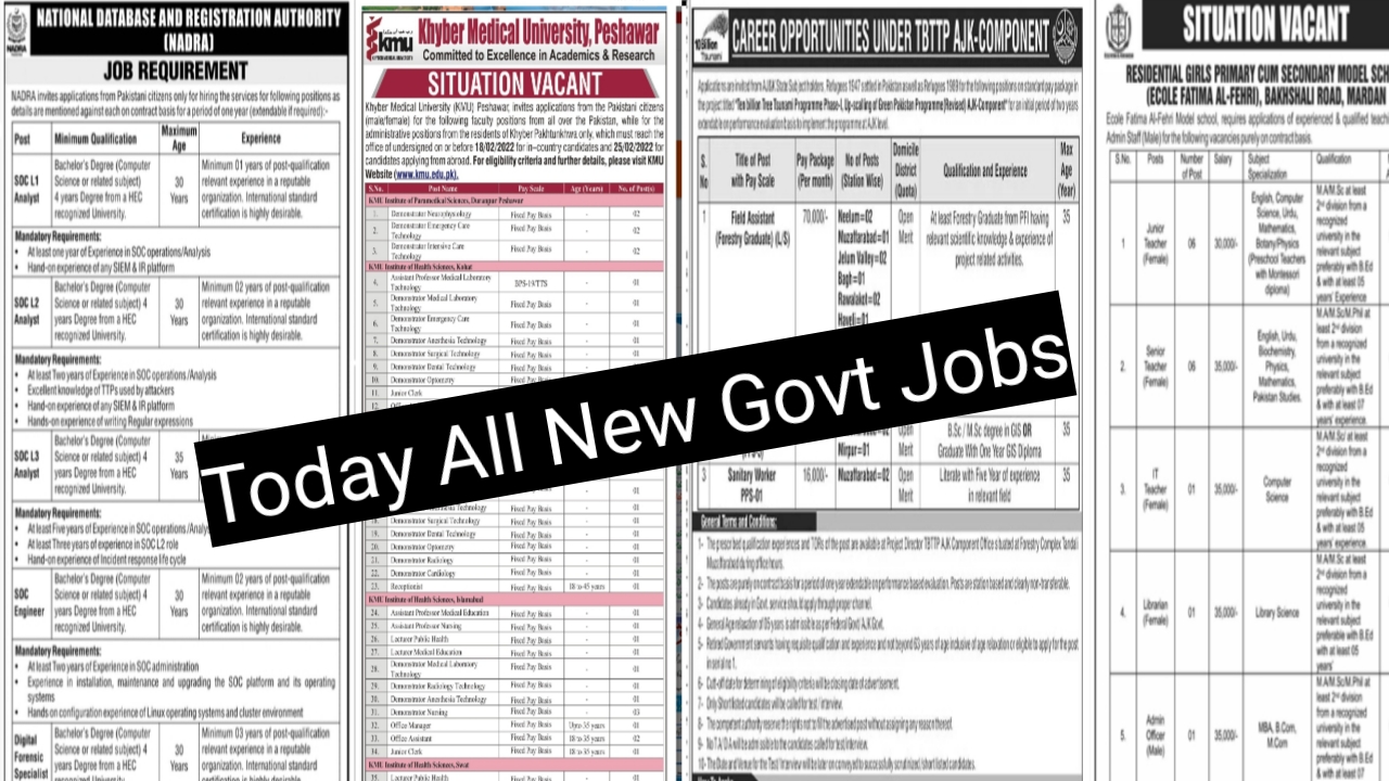 Today New Government Jobs January 2022 - Govtpakjobs.com