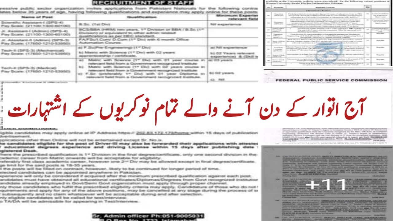 Today New Government Jobs 4 September 2022 - Govtpakjobs.com