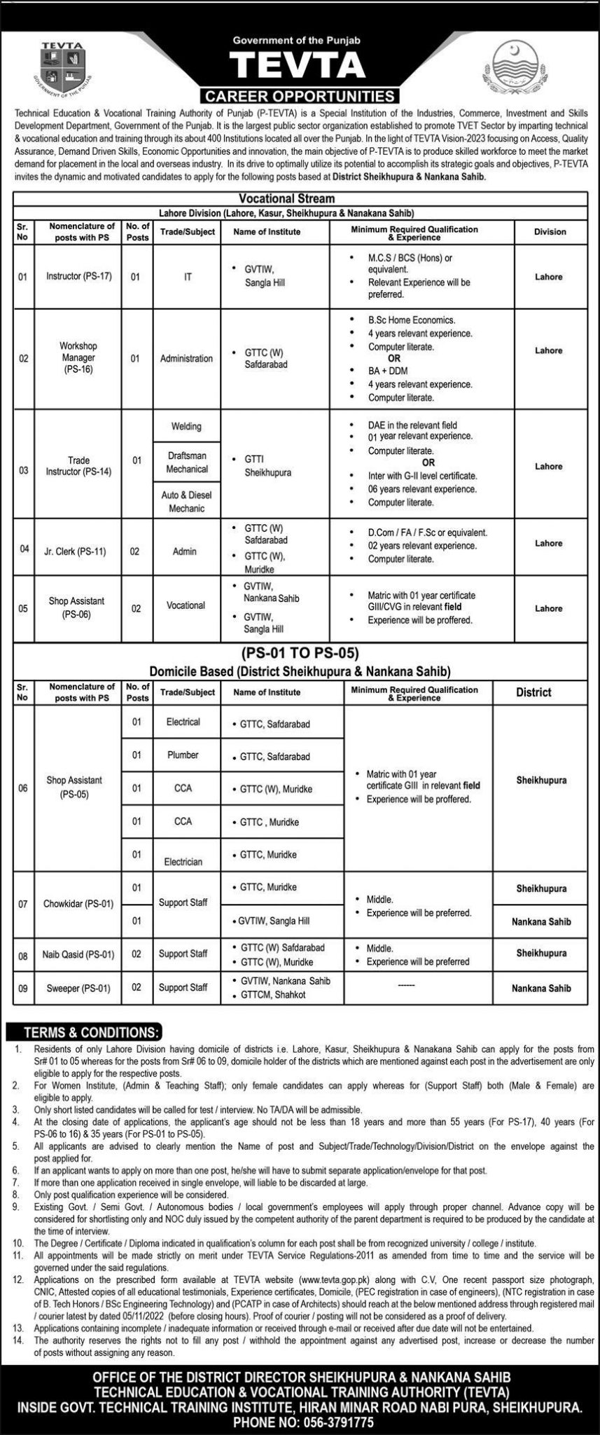 Technical Education And Vocational Training Authority TEVTA Jobs 2022 ...