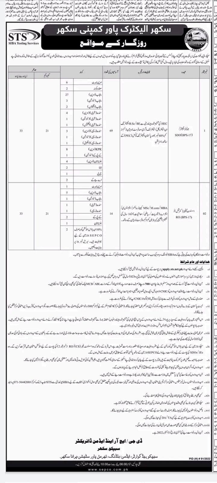 SEPCO Sukkur Electric Power Supply Company Jobs-Apply Online Via Www ...