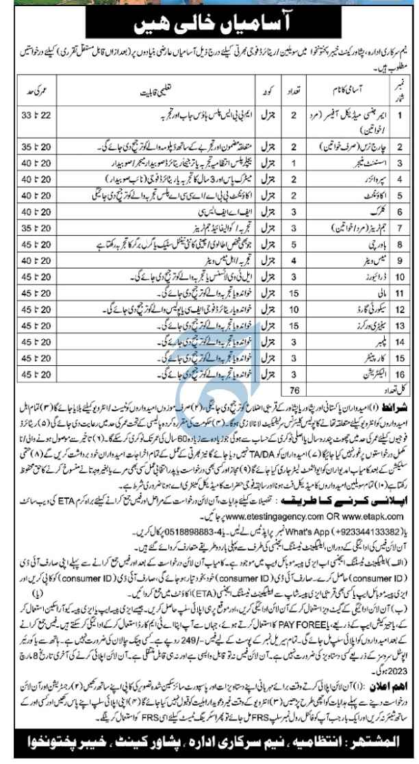 Pak Army Civilian ETA Jobs 2023 Online Apply Www.etapk.com