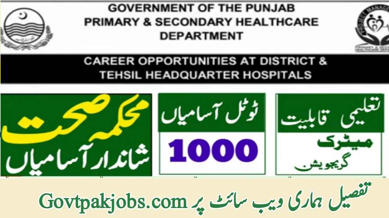 Health Department Punjab 1000+ Jobs May 2023- Apply Via Www.nts.org.pk ...
