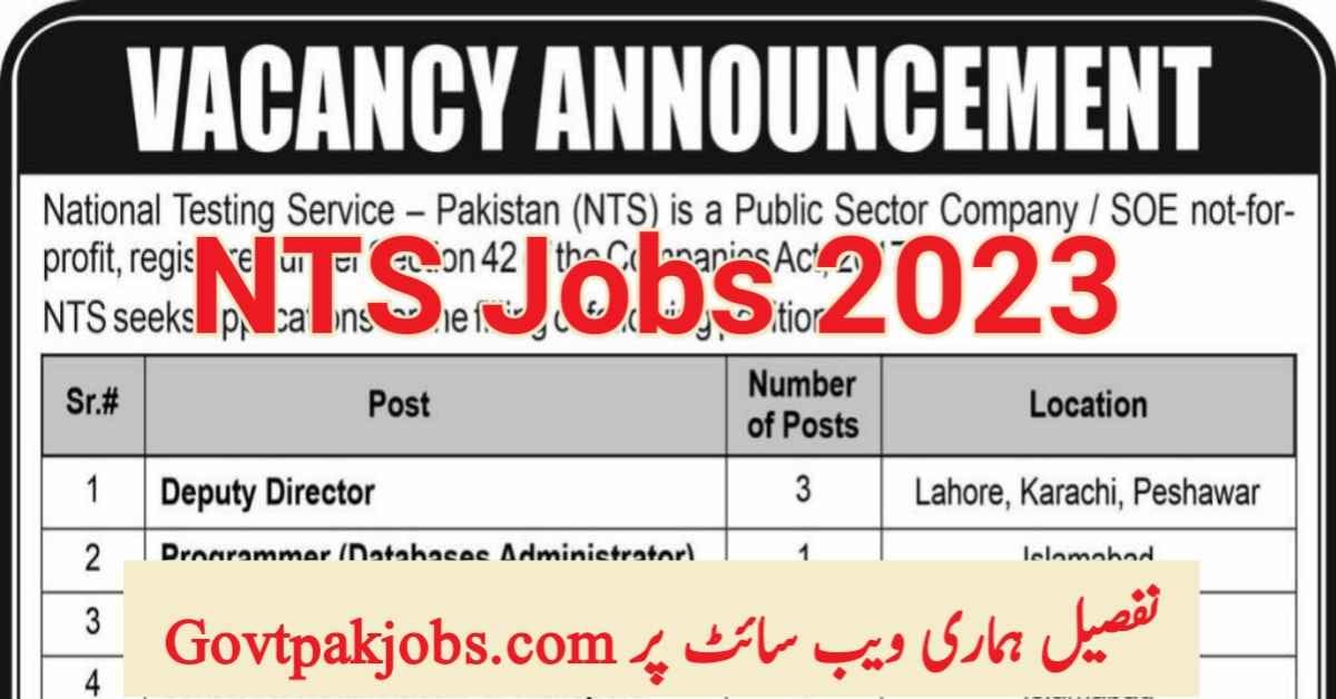 National Testing Service NTS Jobs 2023 - Govtpakjobs.com